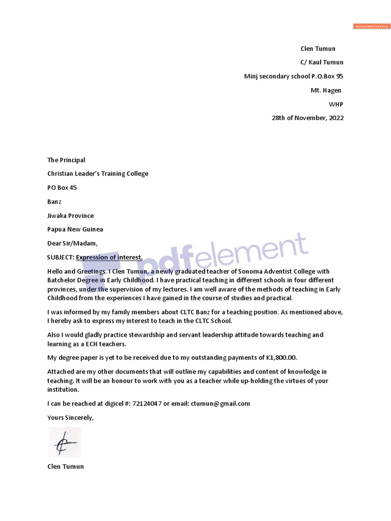 CLTC Letter of Expression | PDF