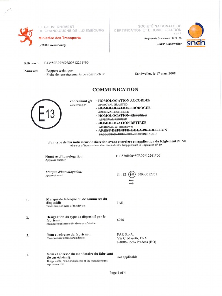 Homologation 6936 7145 | PDF
