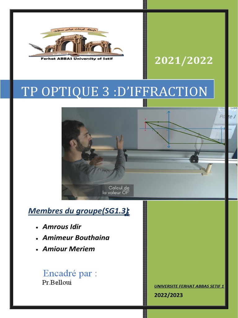 TP Diffraction | PDF | Diffraction | Optique