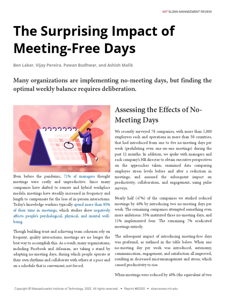 The Surprising Impact of Meeting Free Days | PDF | Psychology