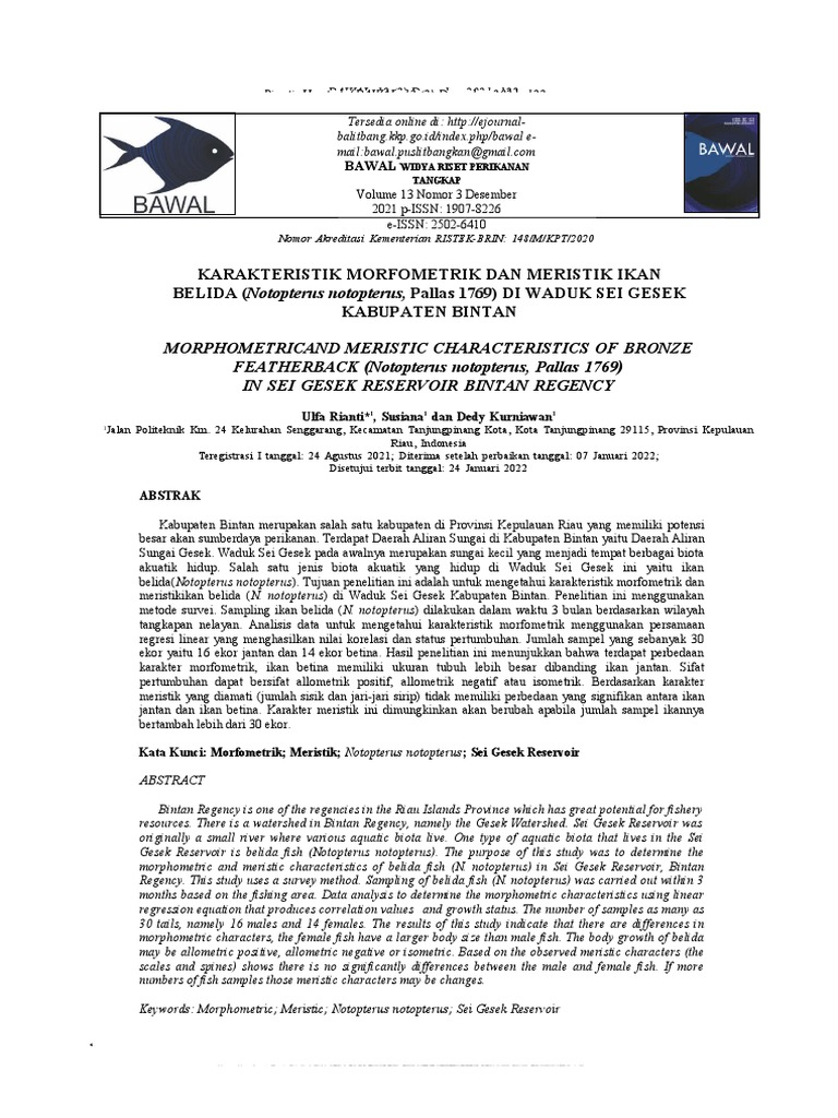 Jurnal Morfometrik Ikan Putak | PDF