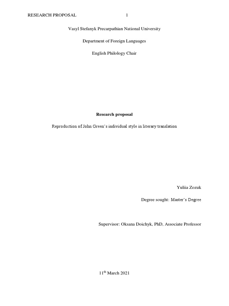 Research Proposal Sample 1 | PDF | Linguistics | Translations