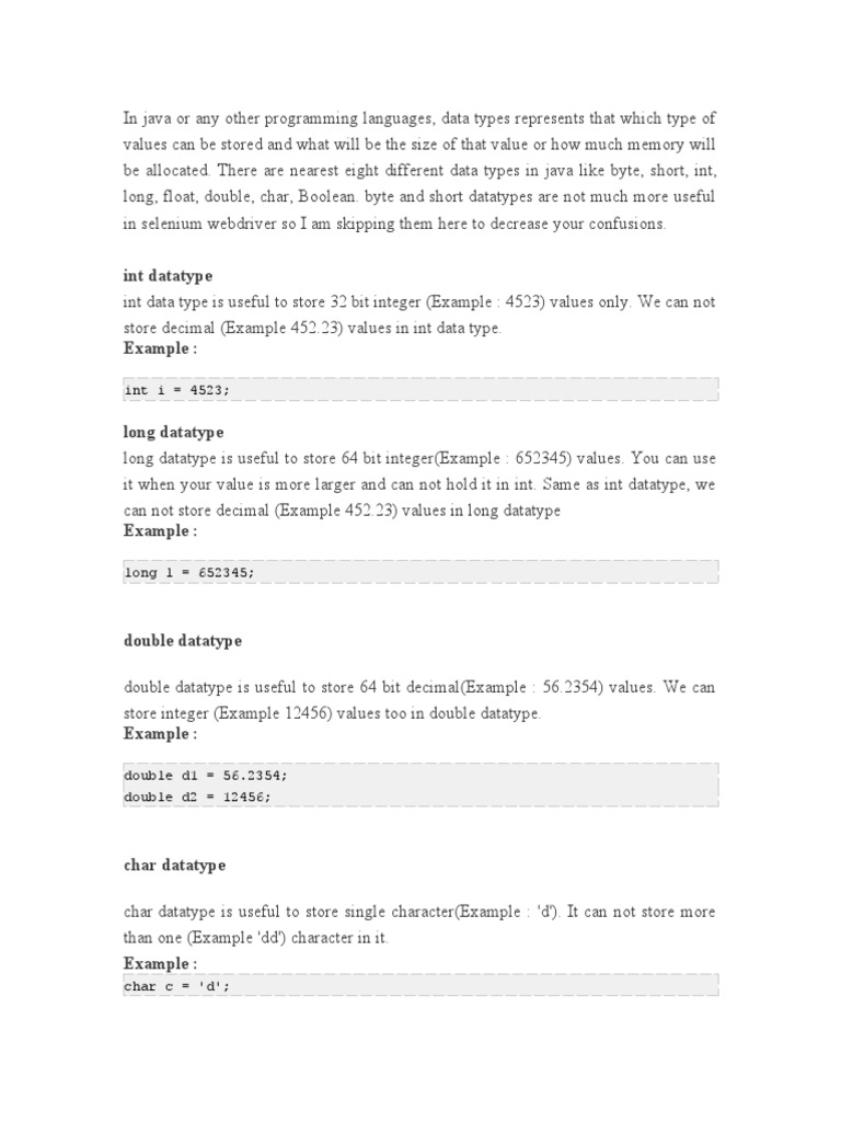 Data Types | PDF | Data Type | Integer (Computer Science) Data Types | PDF | Data Type | Integer (Computer Science)
