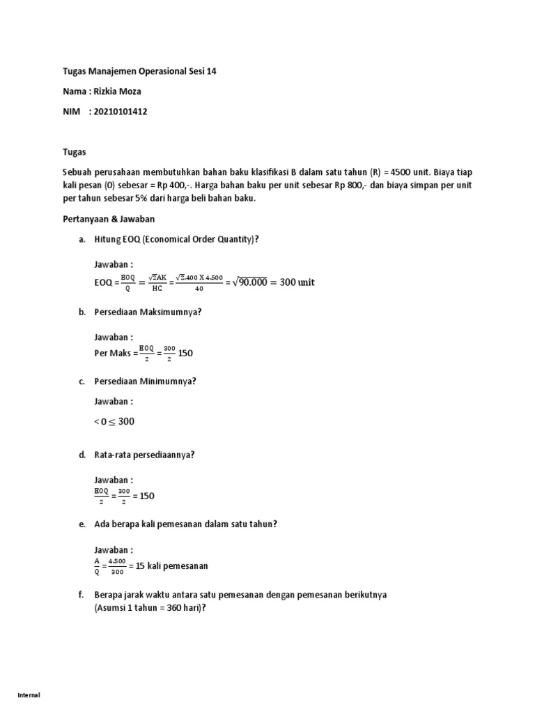 Tugas Manajemen Operasional Sesi 14 | PDF