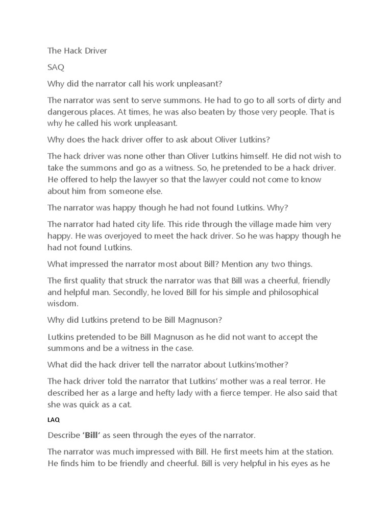 The Hack Driver - Notes | PDF