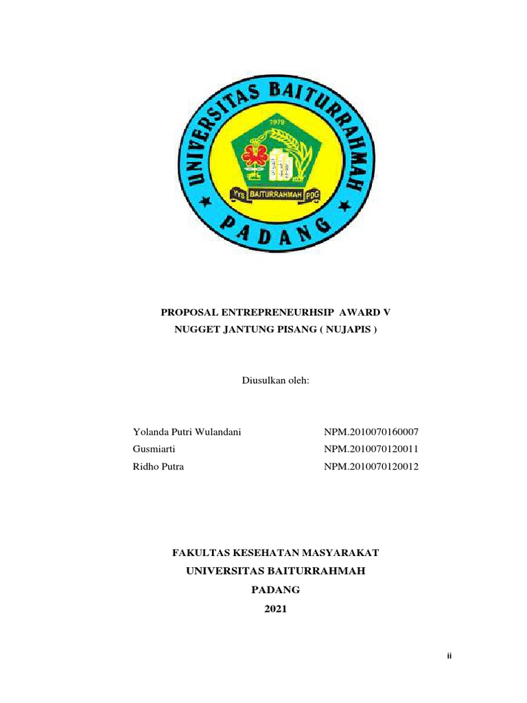 Proposal Entrepreneurship Award V | PDF