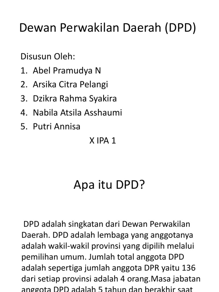 Dewan Perwakilan Daerah (DPD) | PDF