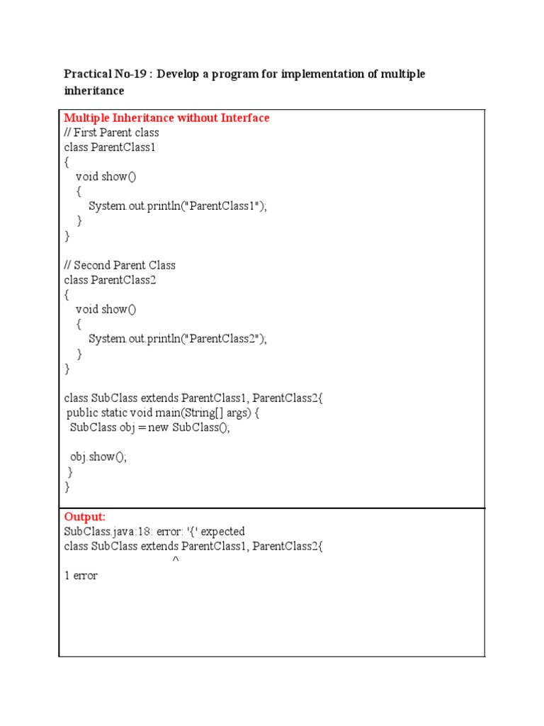 Practical No19 Pdf Inheritance Object Oriented Programming 3280