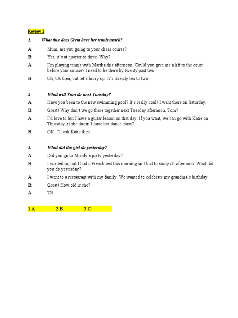 Audio Script + Key (Updated) | PDF