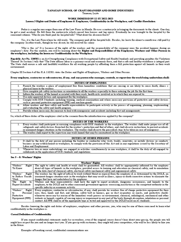 q3 Lesson 3 Workers Rights | Download Free PDF | Occupational Safety ...