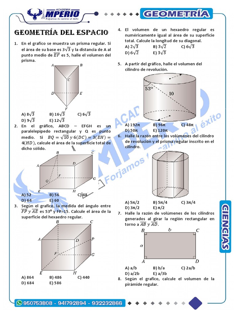 Geometría Del Espacio | PDF | Volumen | Geometría Elemental