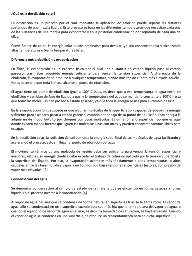 Qué Es La Destilación Solar | PDF | Energía solar | Evaporación