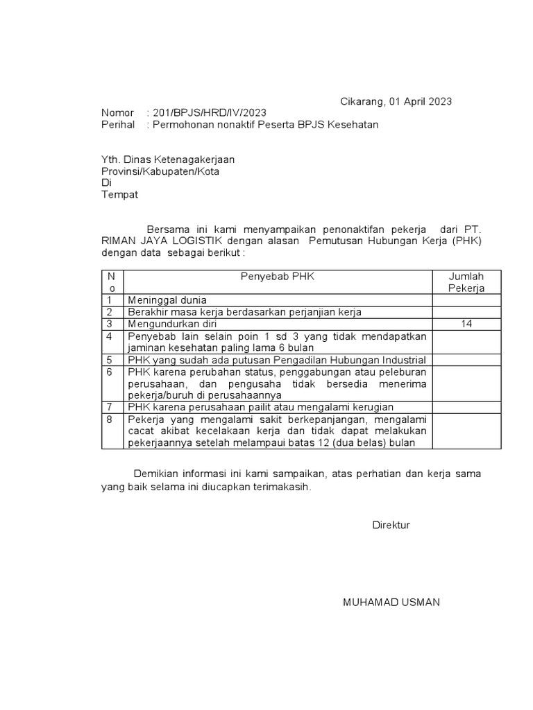 Berkas Nonaktif Bpjs Kesehatan Pdf