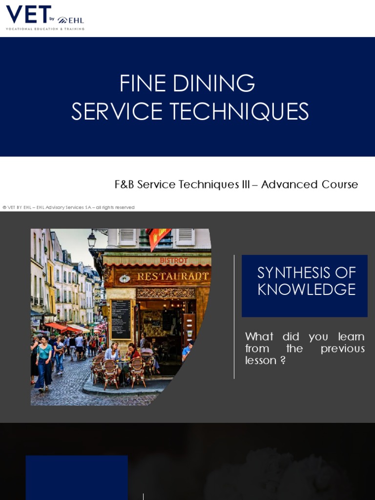 FBS 3.1 - S04 - Fine Dining Service Techniques | PDF | Waiting Staff ...