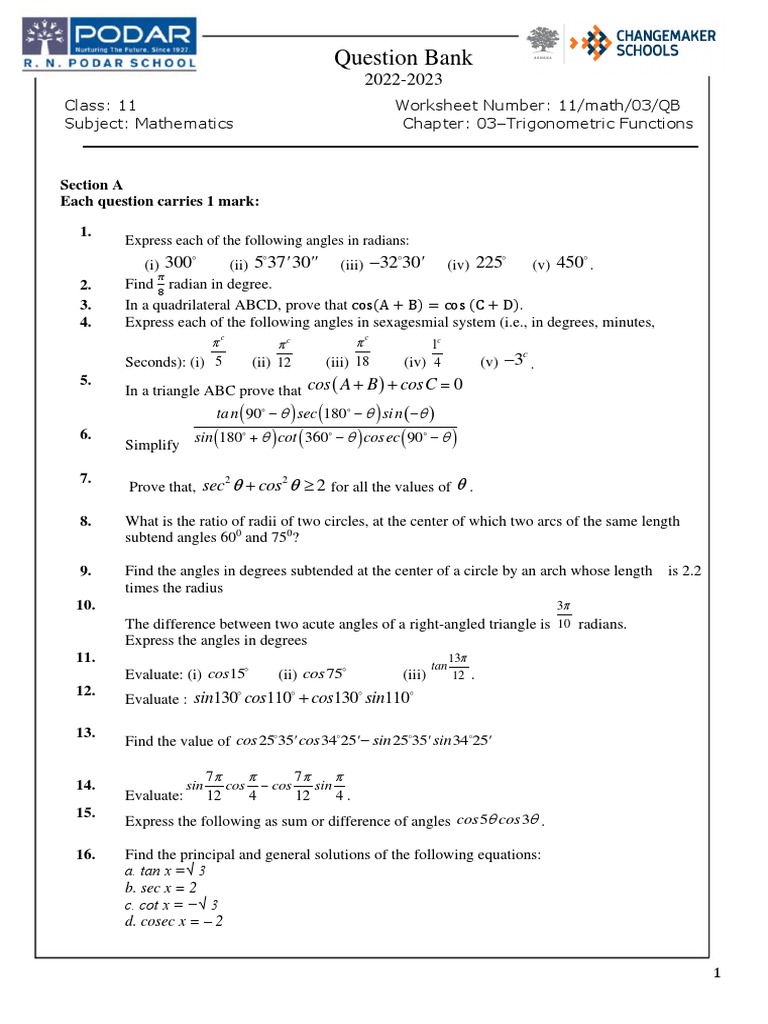 Untitled 203 | PDF | Trigonometric Functions | Elementary Mathematics