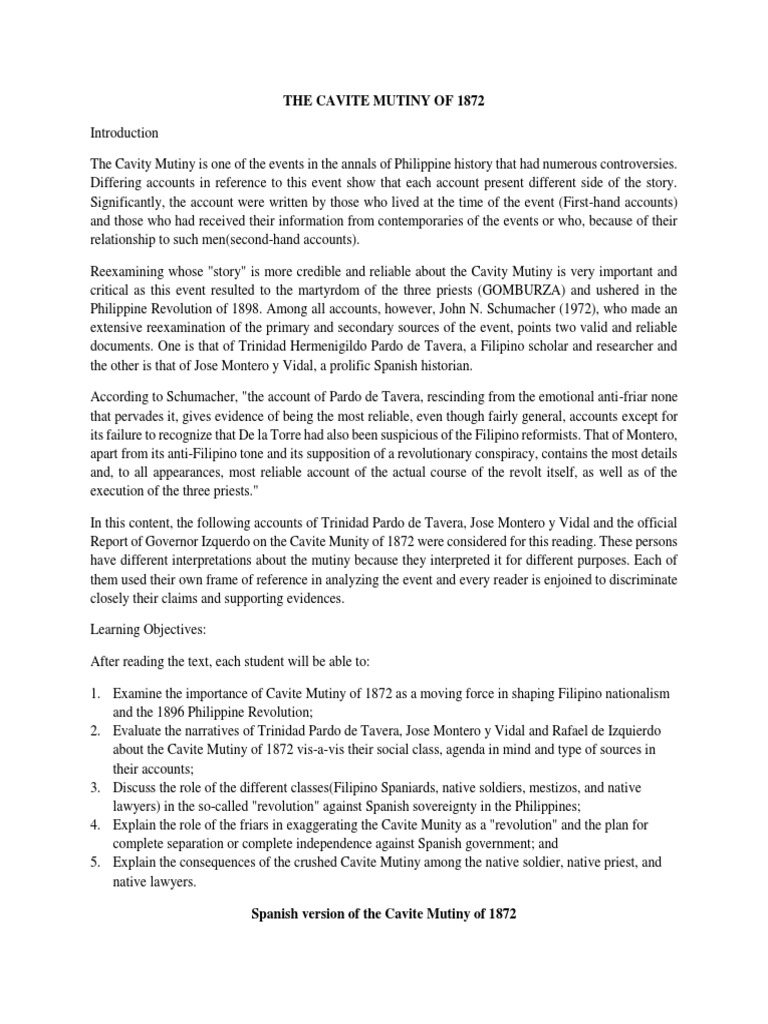 Cavite Mutiny: Historical Analysis | PDF