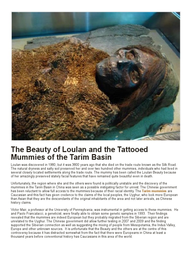 The Beauty of Loulan and The Tattooed Mummies of The Tarim Basin | PDF