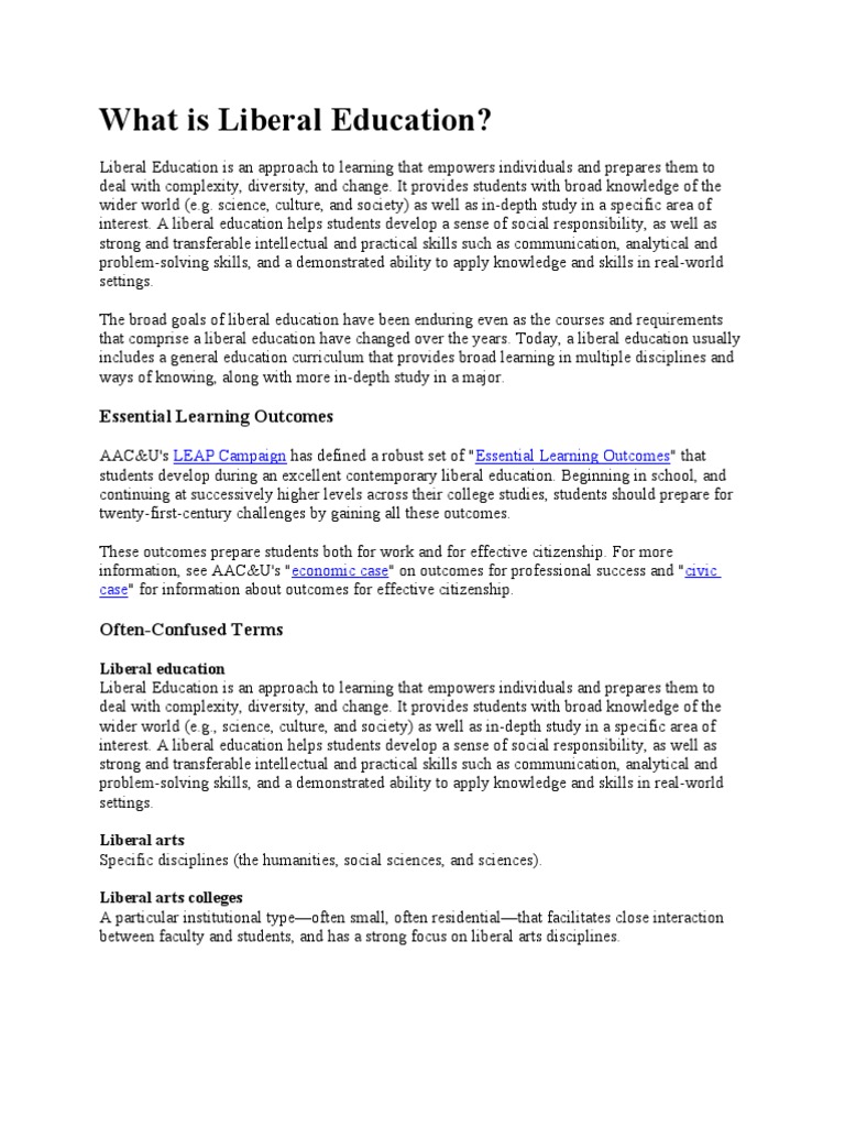 What Is Liberal Education | Download Free PDF | Liberal Arts Education ...