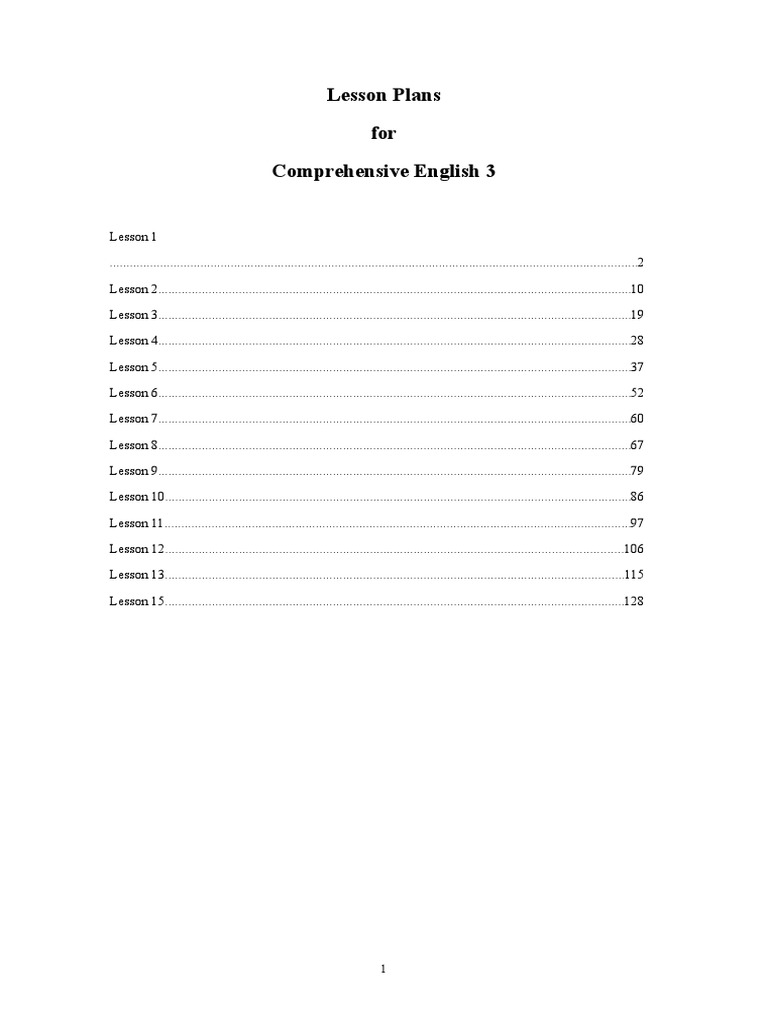 Lesson Plans For Comprehensive English 3 | PDF | Cost Of Living