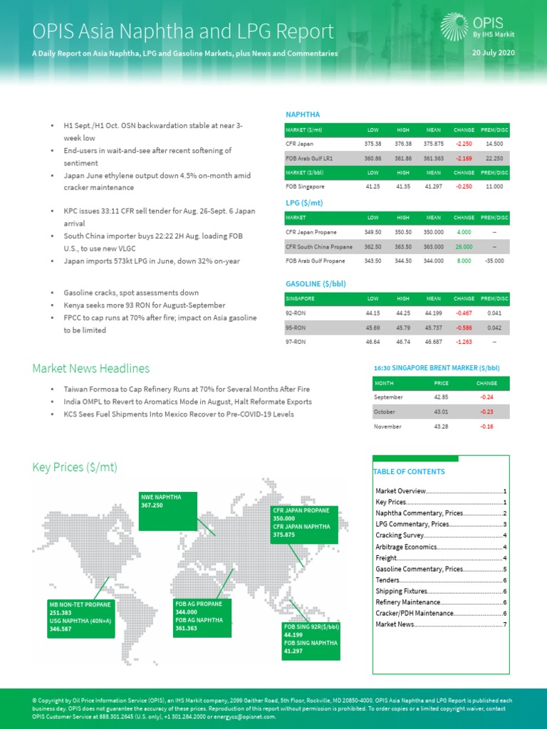 Asia Naphtha Report Sample | PDF | Cracking (Chemistry) | Oil Refinery