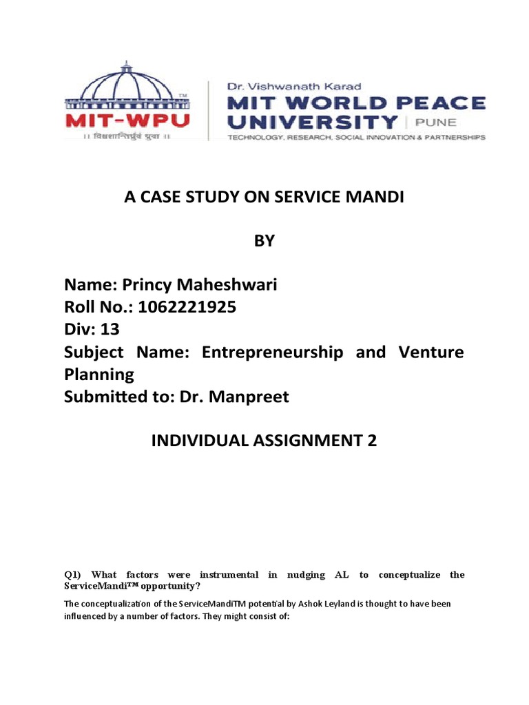 A CASE STUDY ON SERVICE MANDI (Princy) | PDF | Innovation | Customer Experience