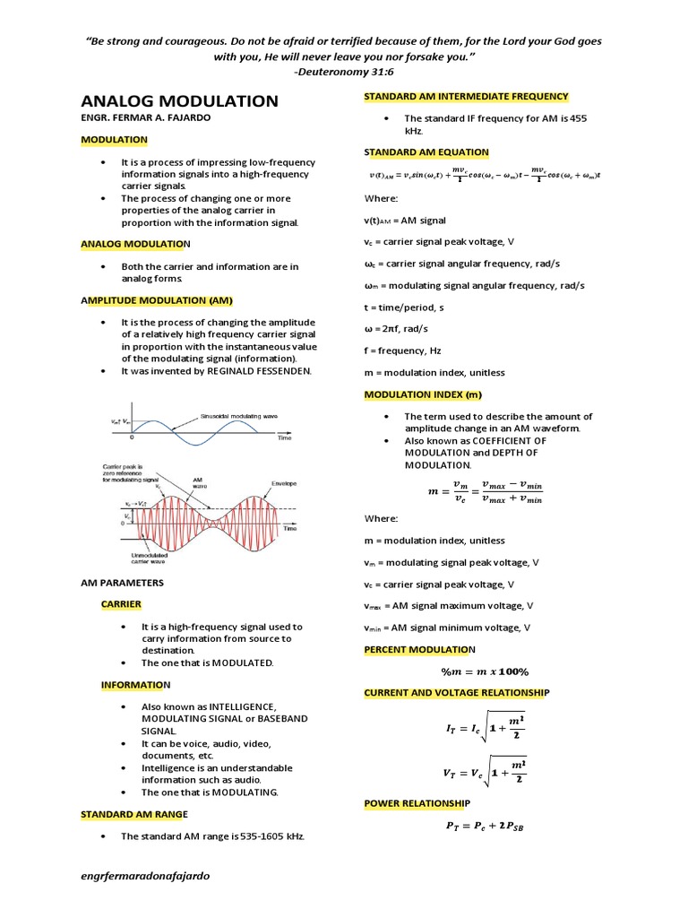 Analog Modulation Pdf Detector Radio Frequency Modulation