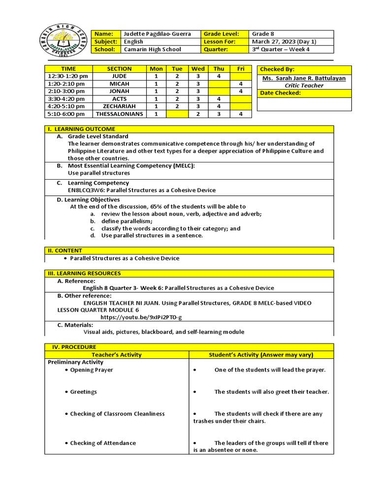 DLP Q3W6 Day 1 | PDF | Verb | Word