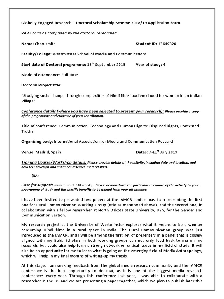 Globally Engaged Research - Doctoral Scholarship Scheme 1819v1 | PDF ...