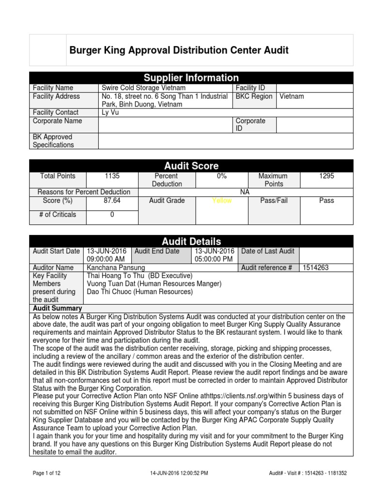 BUGERKING AuditReport 1514263 | PDF | Hazard Analysis And Critical ...