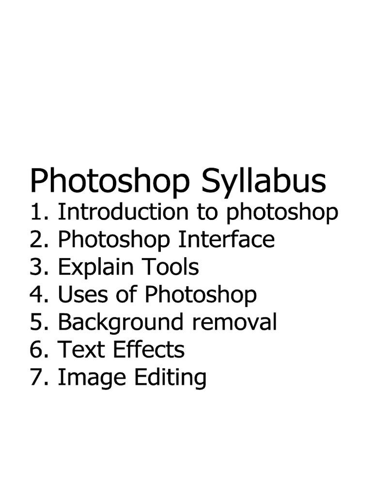 Photoshop Course Syllabus Overview | PDF