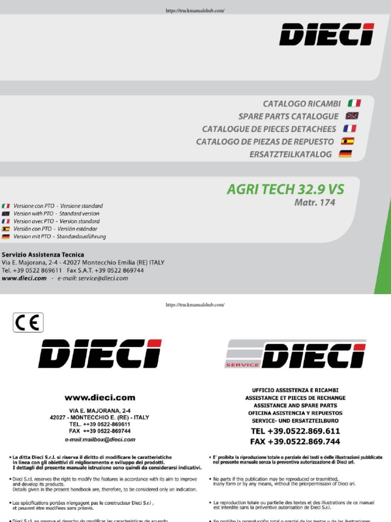 Dieci Agri Tech 32.9 Spare Parts Catalogue | PDF