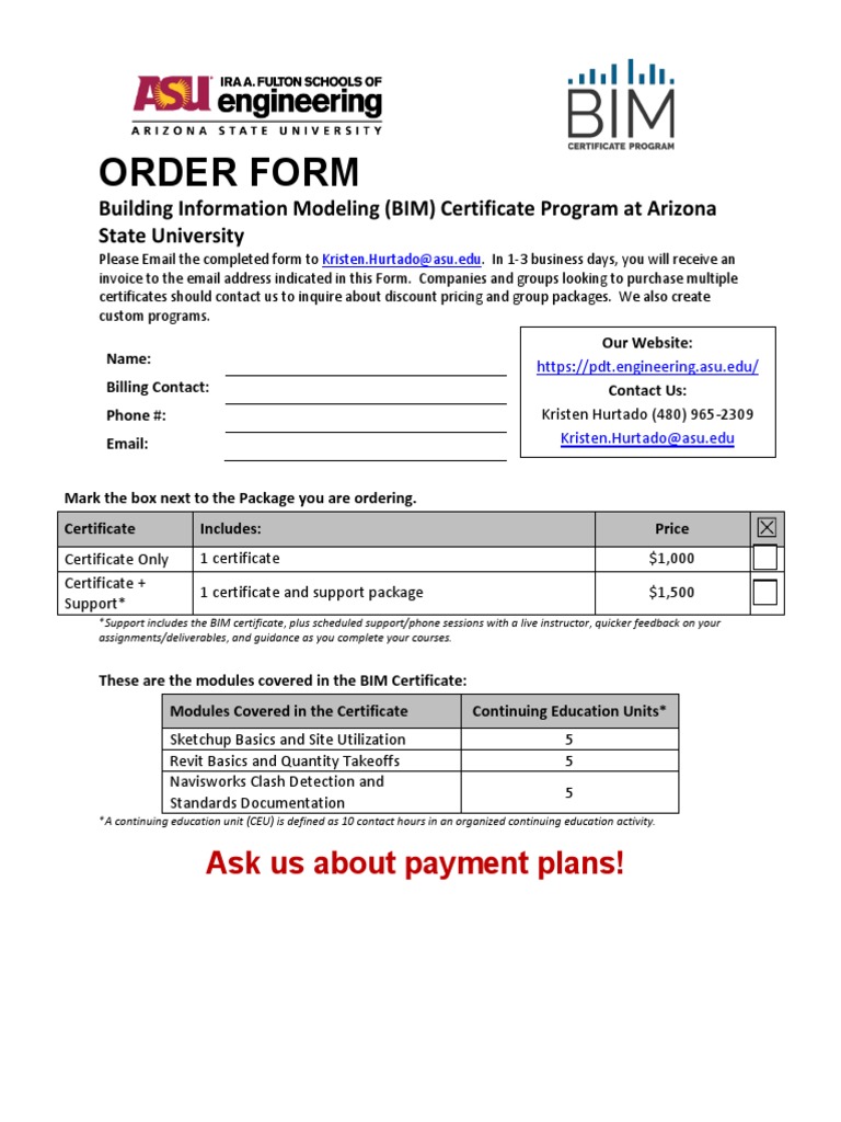ASU-BIM-Certificate-Program-Order-Form | PDF