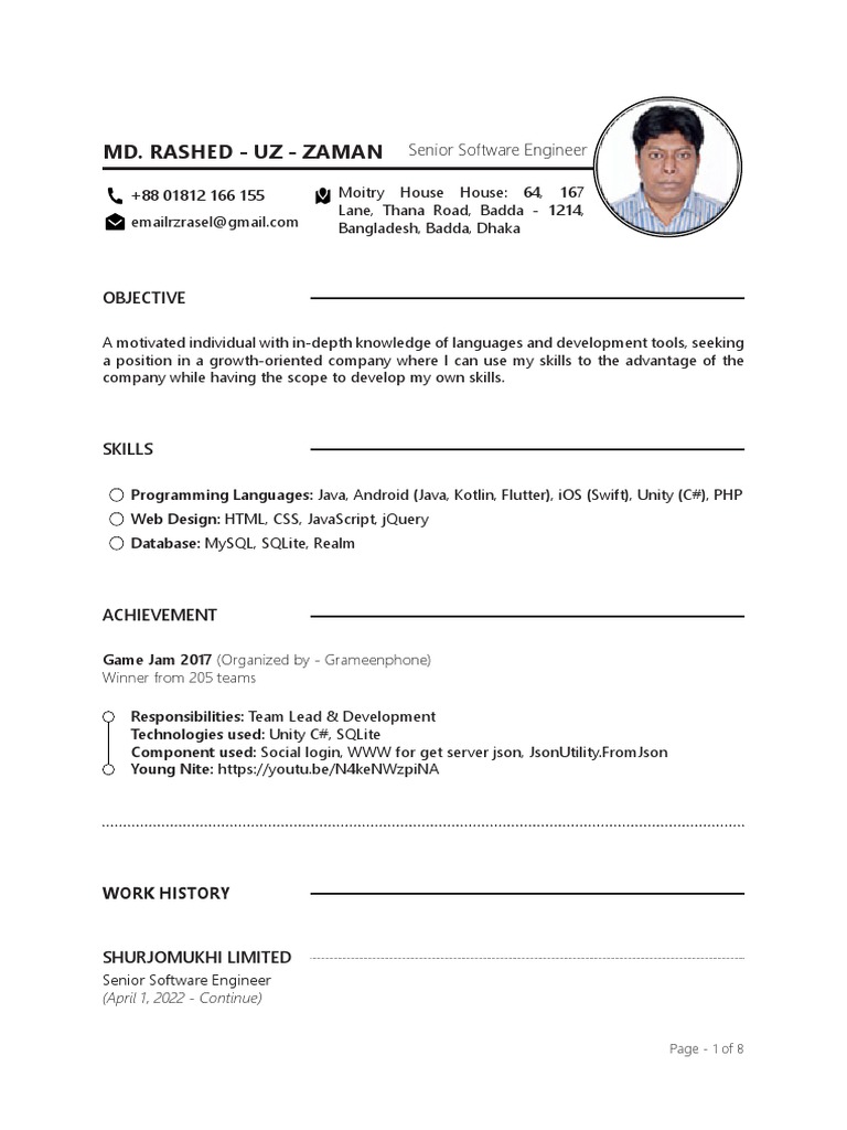 RZ Rasel CV - Curriculum Vitae (Rashed - Uz - Zaman) 2023-03-26 | PDF | Android (Operating ...