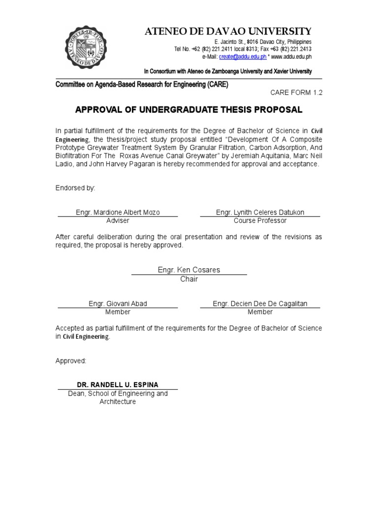 Thesis Proposal Approval for Civil Engineering | PDF