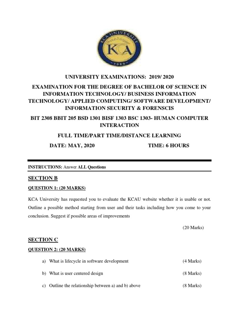 Bit 2308 Bbit 205 BSD 1301 Bisf 1303 BSC 1303 - Human Computer Interaction | PDF