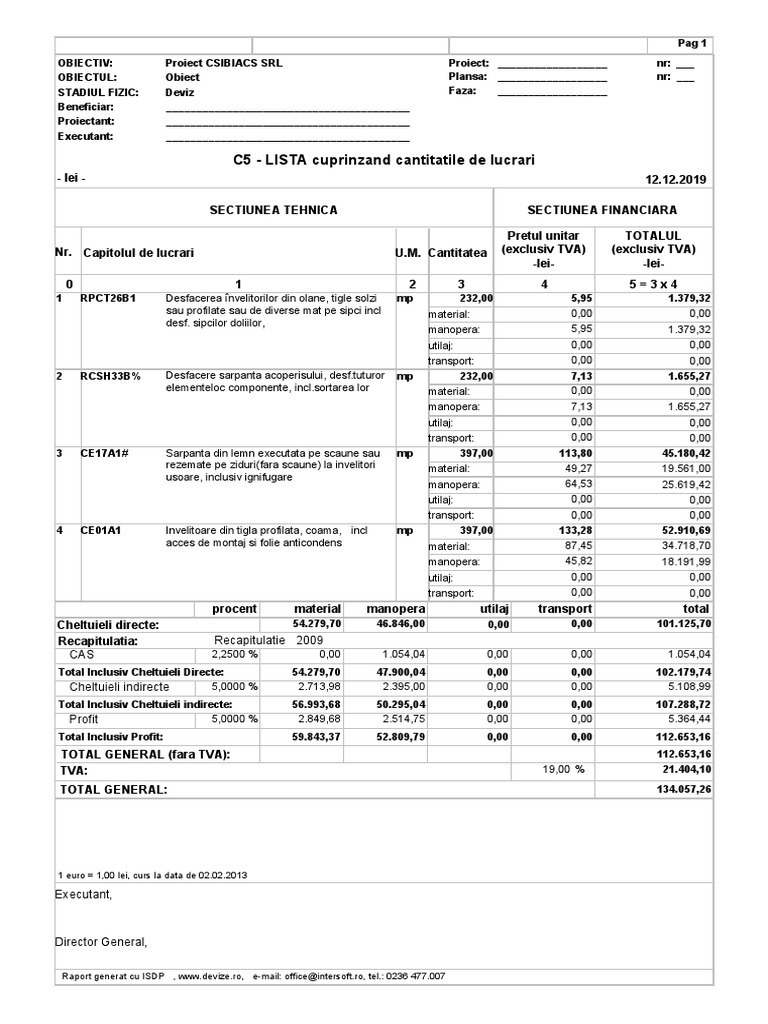 Deviz Model Acoperis | PDF