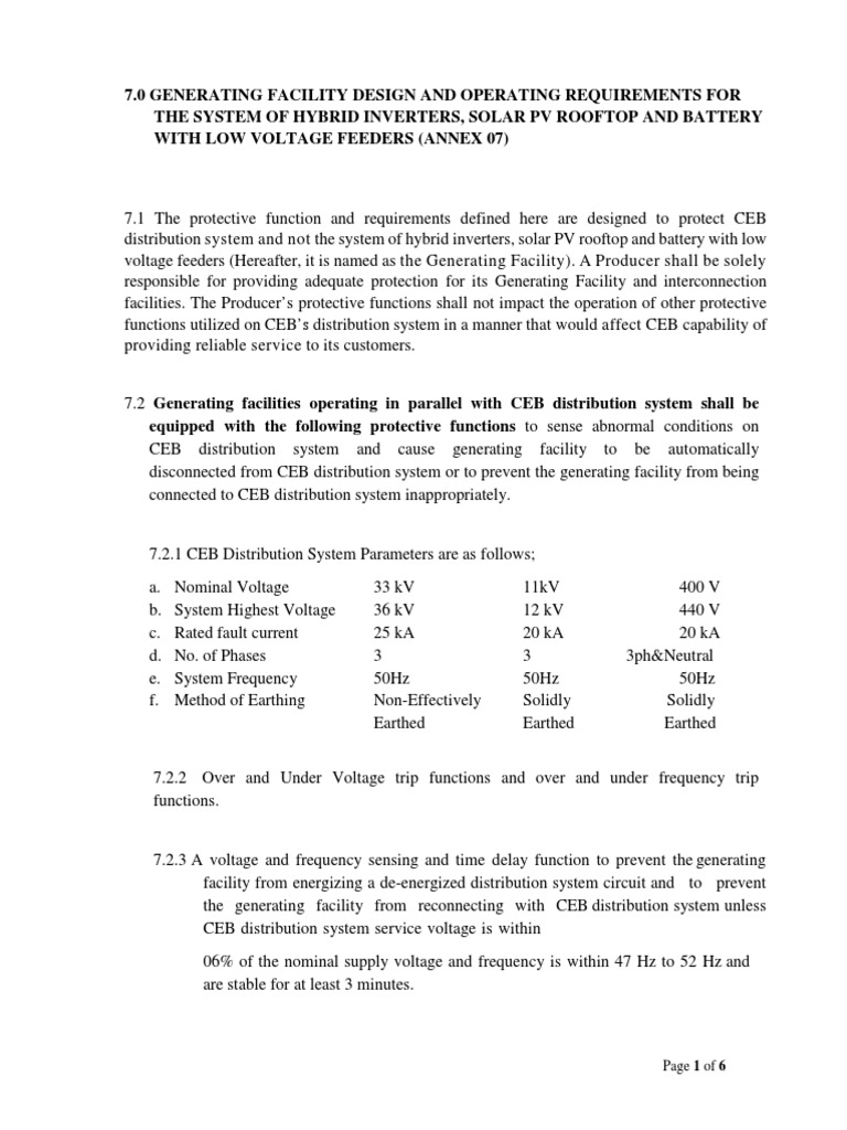 Generating Facility Design and Operating Requirements For Hybrid ...
