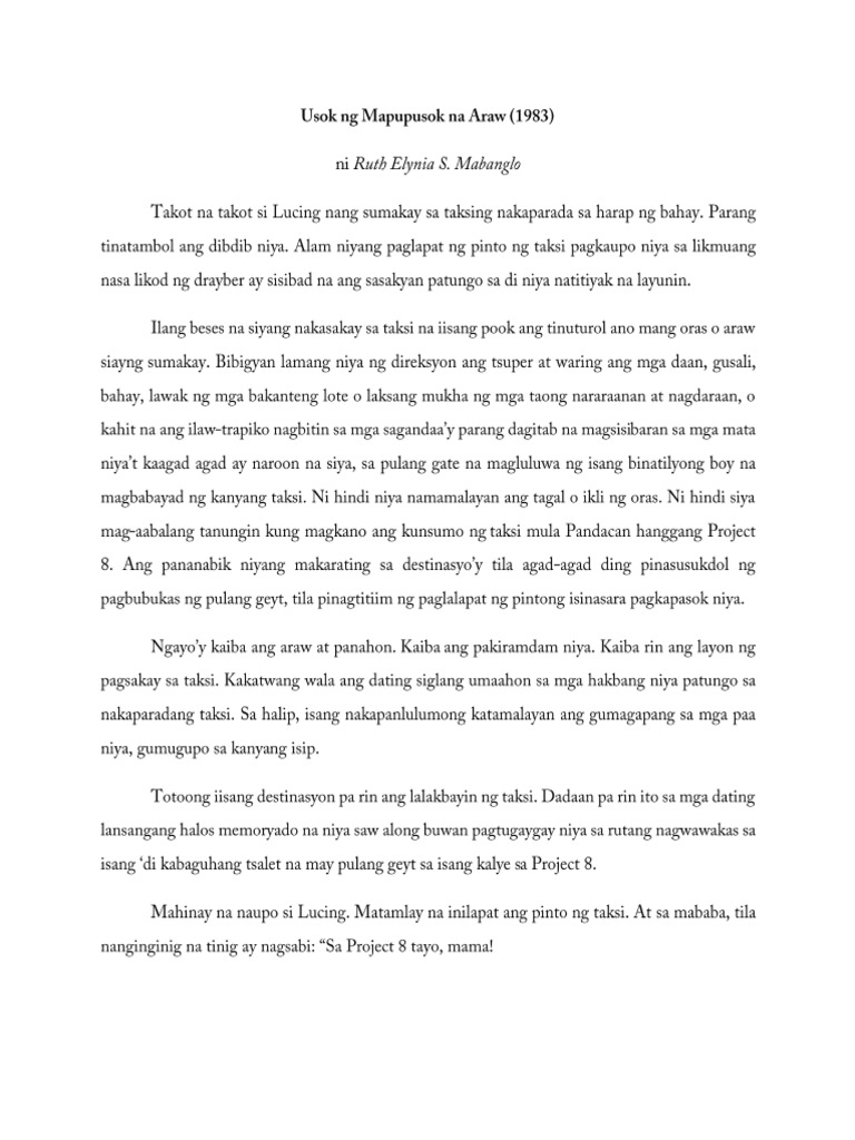 Usok NG Mapupusok Na Araw | PDF