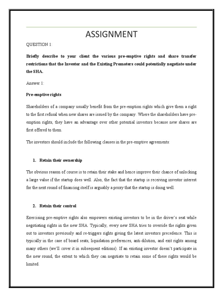 ASSIGNMENT | PDF | Stocks | Equity (Finance)