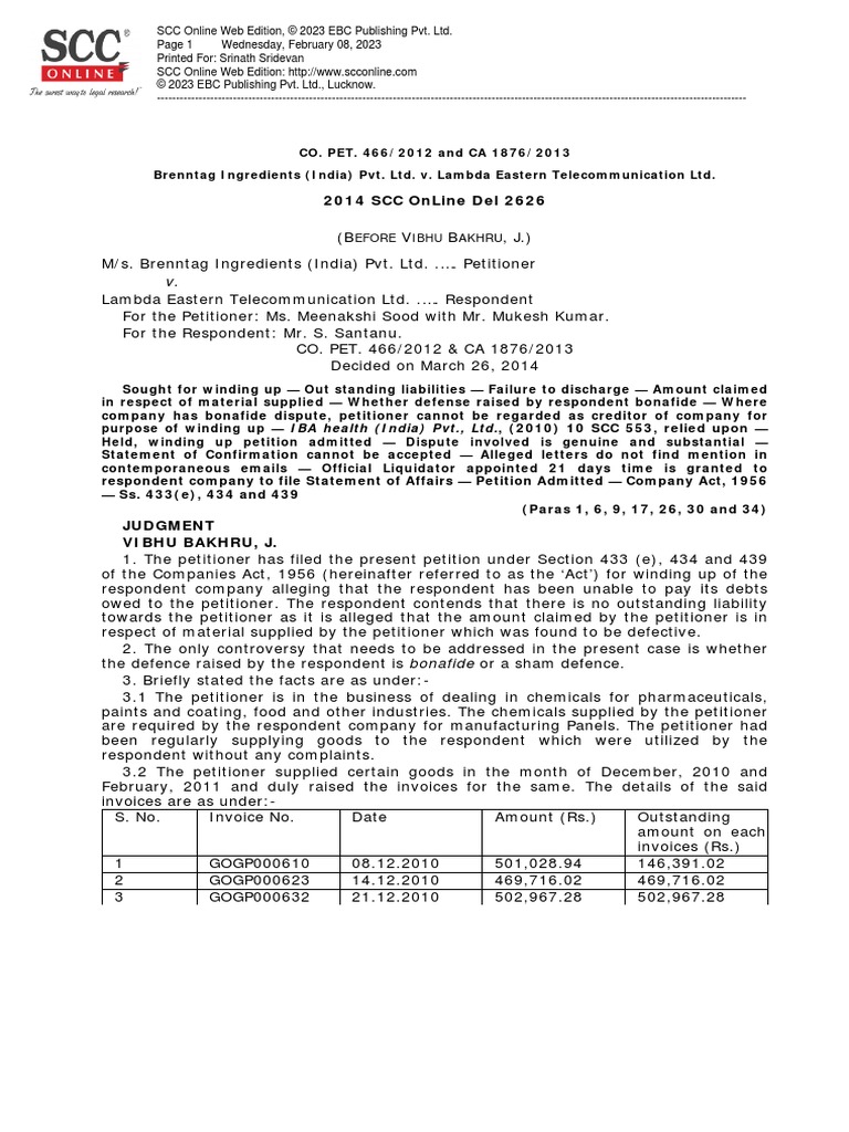 Brenntag Case | Download Free PDF | Liquidation | Justice