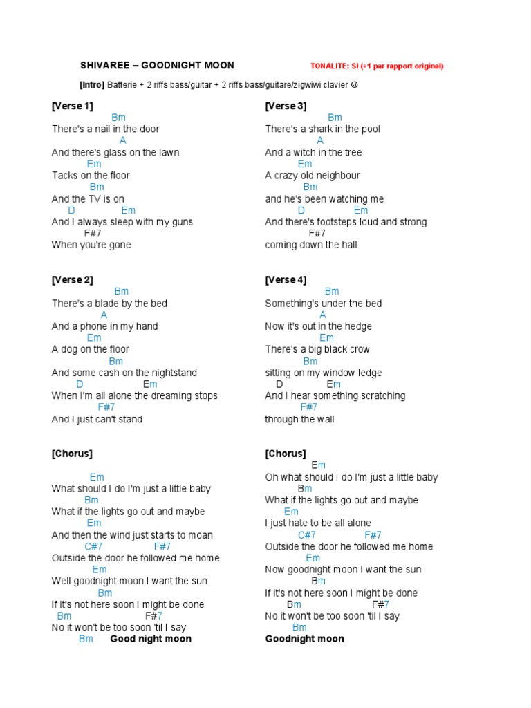 SHIVAREE - Goodnight Moon - SI | PDF | Song Structure