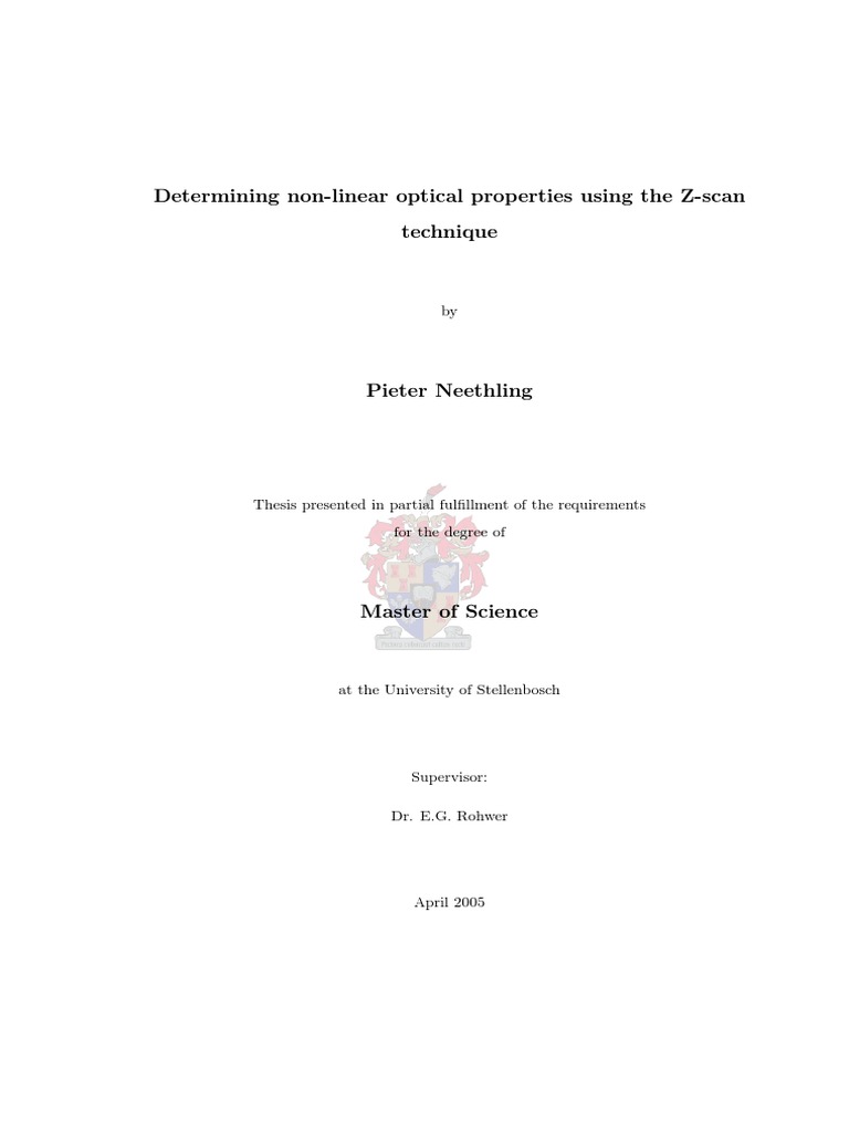 Determining Non-Linear Optical Properties Using The Z-Scan Technique | PDF | Nonlinear Optics ...