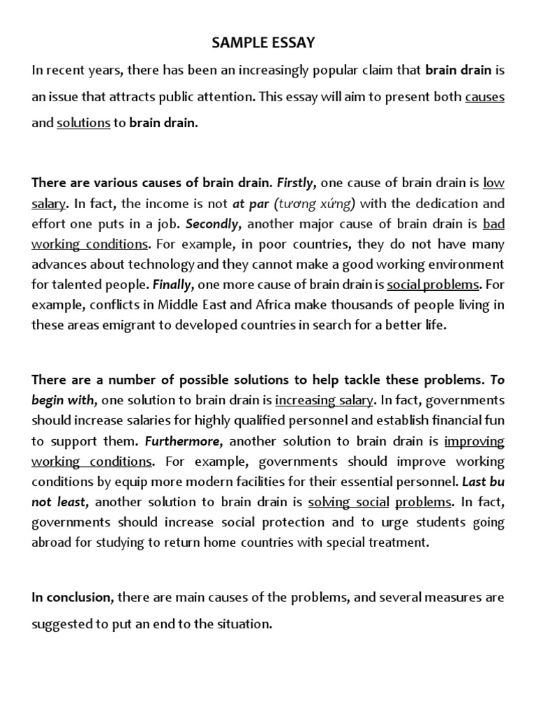 Sample Essay Brain Drain. Edited | PDF