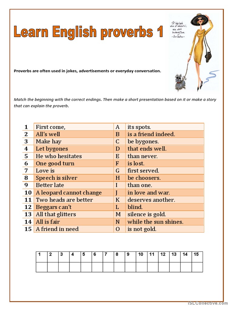 Proverb Matching for ESL Learners | PDF