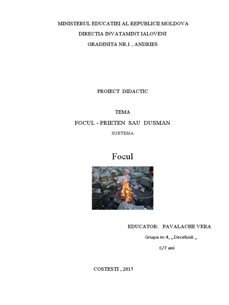 Proiect Didactic Focul | PDF