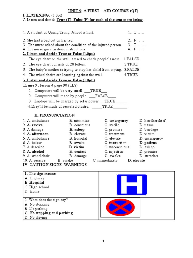 Listen and Decide True (T), False (F) For Each of The Sentences Below ...