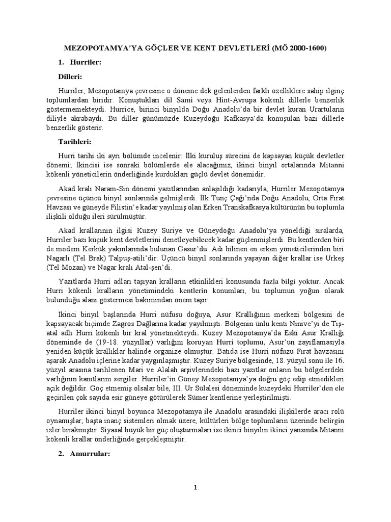7-MÖ 2. Binde M.-Mezopotamyaya Yapılan Yeni Göçler Ve Bazı Kent ...