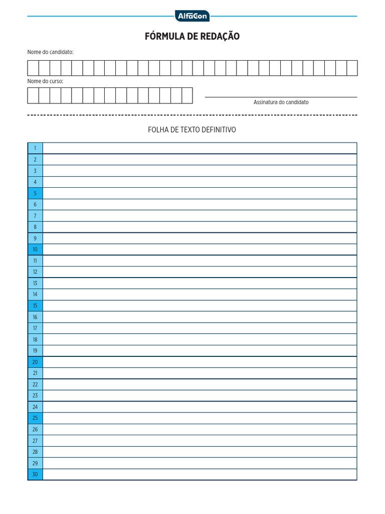 Folha de Redação 30 Linhas para Imprimir | PDF
