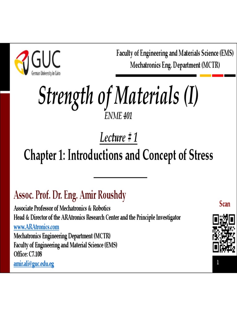 Strength of Materials (I) : Chapter 1: Introductions and Concept of Stress | PDF | Stress ...