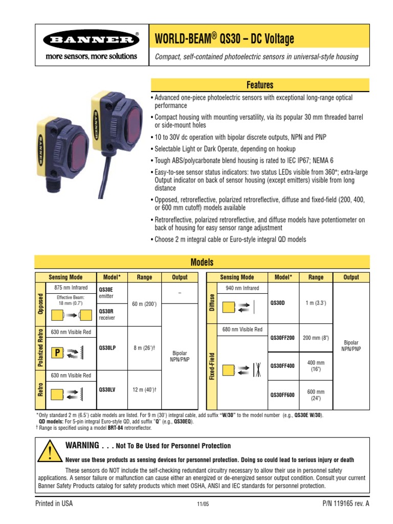 QS30 | PDF | Bipolar Junction Transistor | Sensor